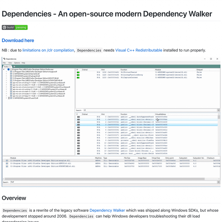 覚書 : Dependency Walkerはもう古い! Windows 10ならDependenciesを使え! | FRONTL1NE Community
